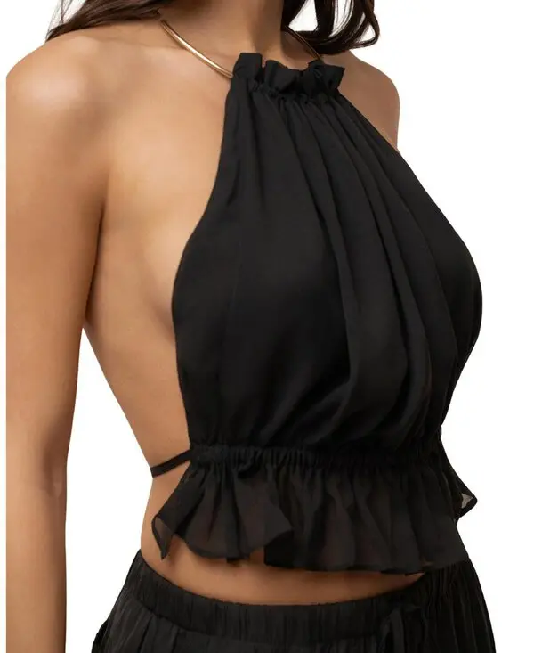 JLUXLABEL Moonlit Coast Halter Top - Black