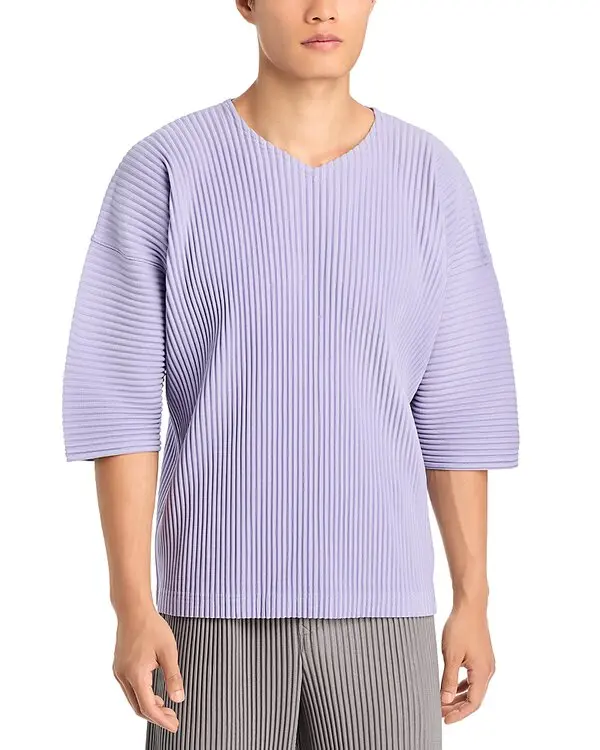 Issey Miyake Banded Loose V Neck T-shirt - Purple Hued