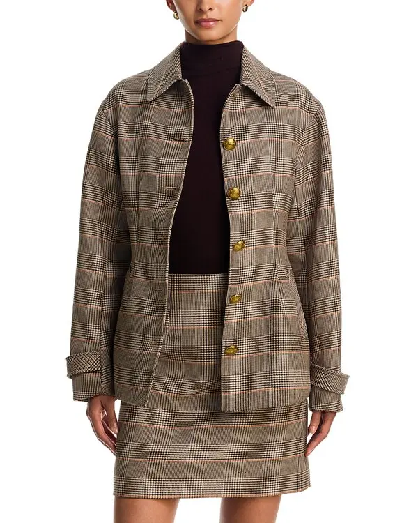 Veronica Beard Severine Single Breasted Jacket - Khaki Multi