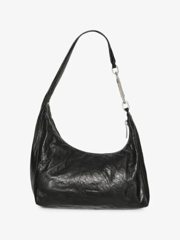 Rick Owens Nylon Shoulder Handbag With Zip Closure And Front Embroidery - Nero