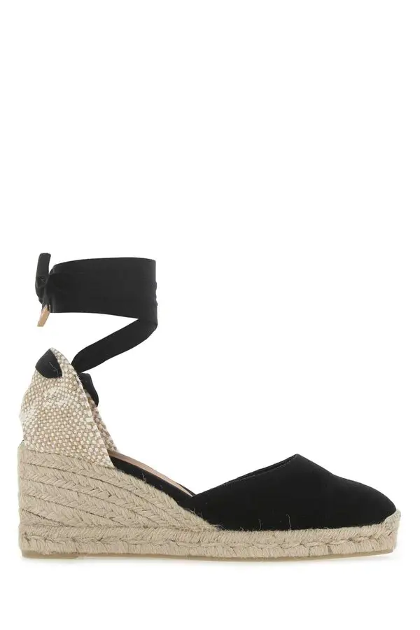 CastaÑer Carina Wedge Espadrilles In Canvas With 7 Cm Wedge And 1 Cm Platform - Black