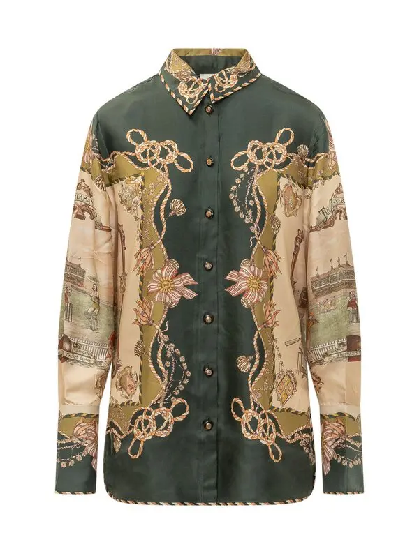 Zimmermann Valiant Twill Shirt - Forest Scarf