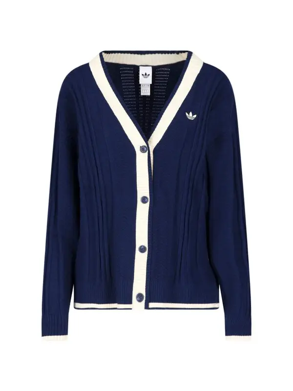 Adidas Ribbed Knit Cardigan - Blue