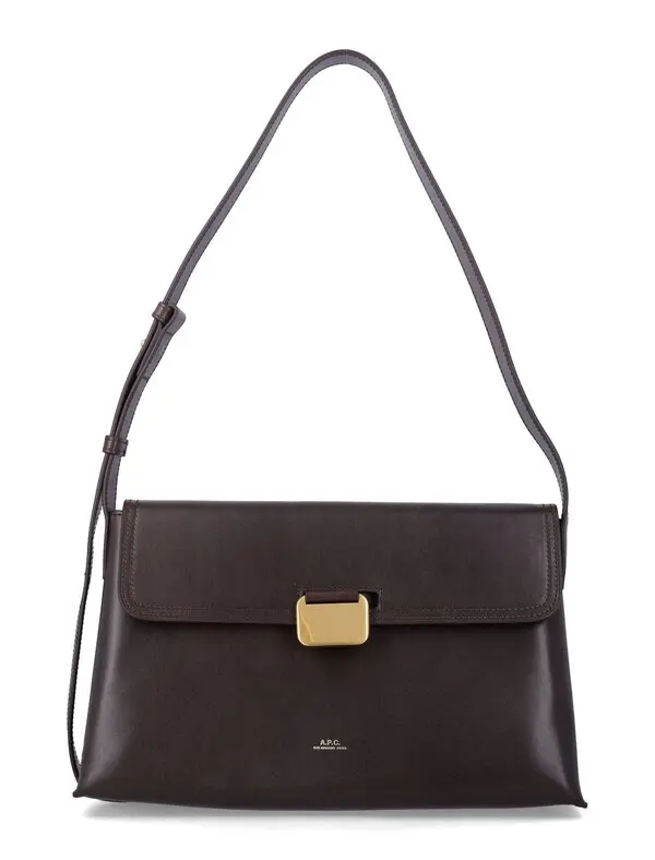 A.p.c. Leather Flap Shoulder Bag - Dark Brown