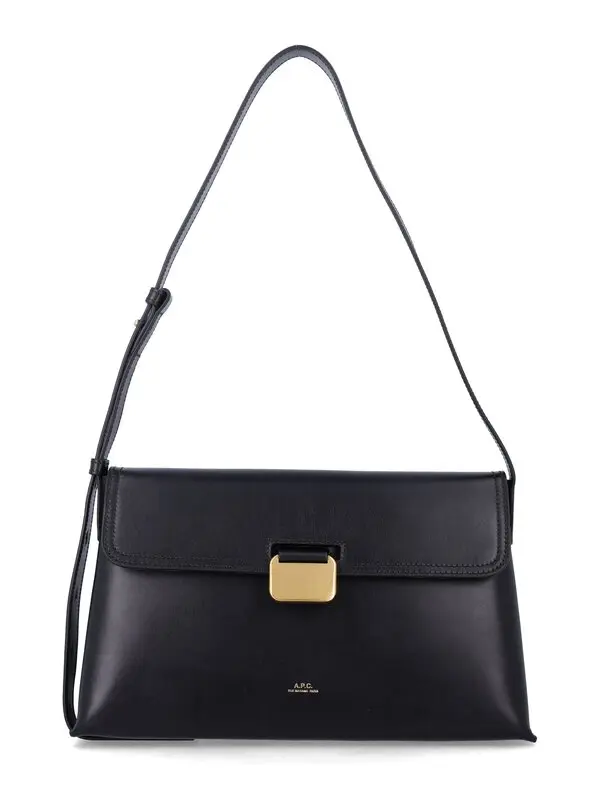 A.p.c. Leather Flap Shoulder Bag - Nero