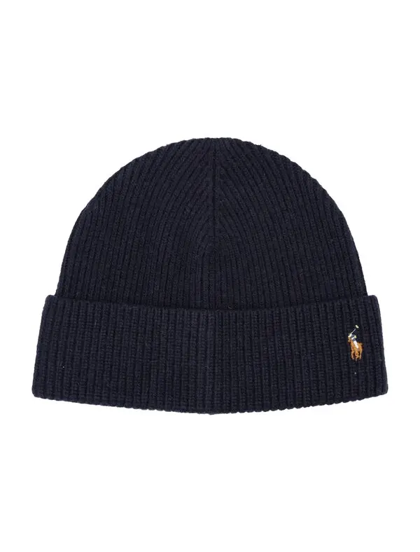 Polo Ralph Lauren Signature Pony Wool-blend Beanie Hat With Fold-over Cuff