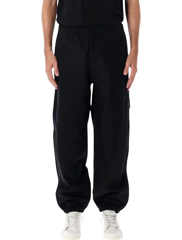 Stone Island Wool Blend Cargo Jogger Trousers - Nero