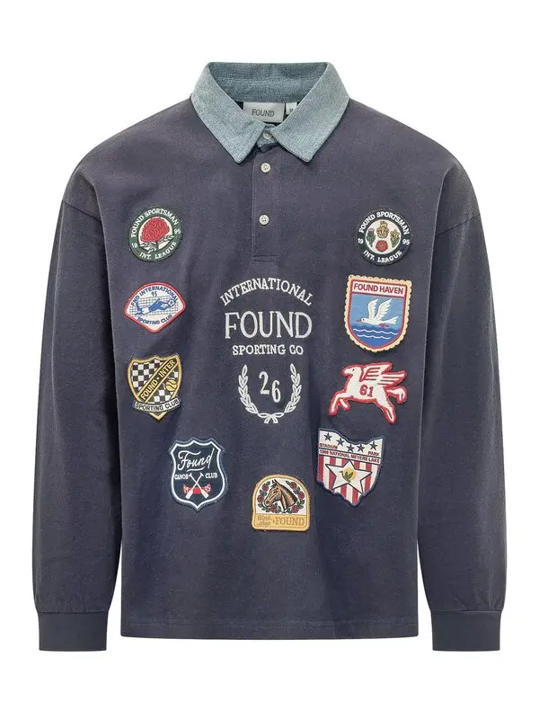 FOUND Rugby Polo Shirt - Faded Blue