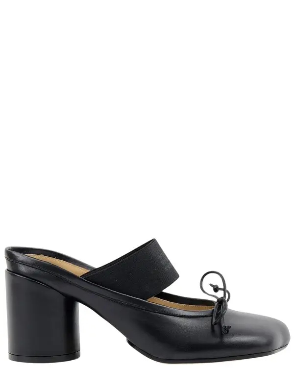 MAISON MARGIELA Asymmetric Toe Leather Sandals With Mid Block Heel - Black