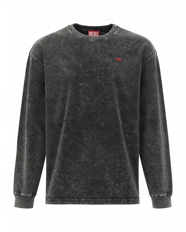 DIESEL® Washed Long-sleeve Crewneck T-shirt - Black