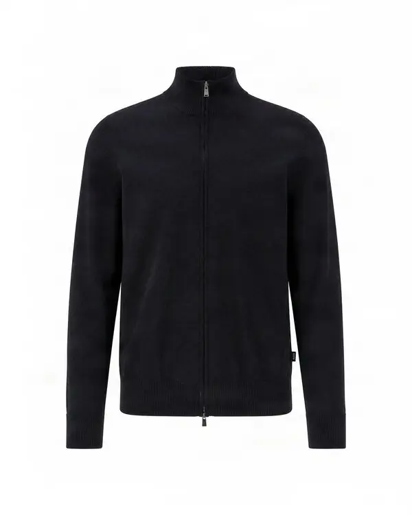 BOSS BLACK Zip-up Knit Sweater - Black