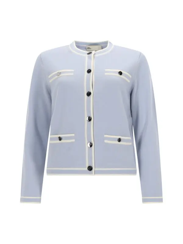 Tory Burch Wool Button-front Cardigan Jacket - Blue