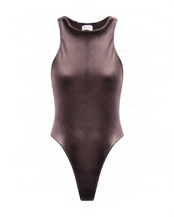 Andamane Sleeveless High-neck Bodysuit - Dark Brown