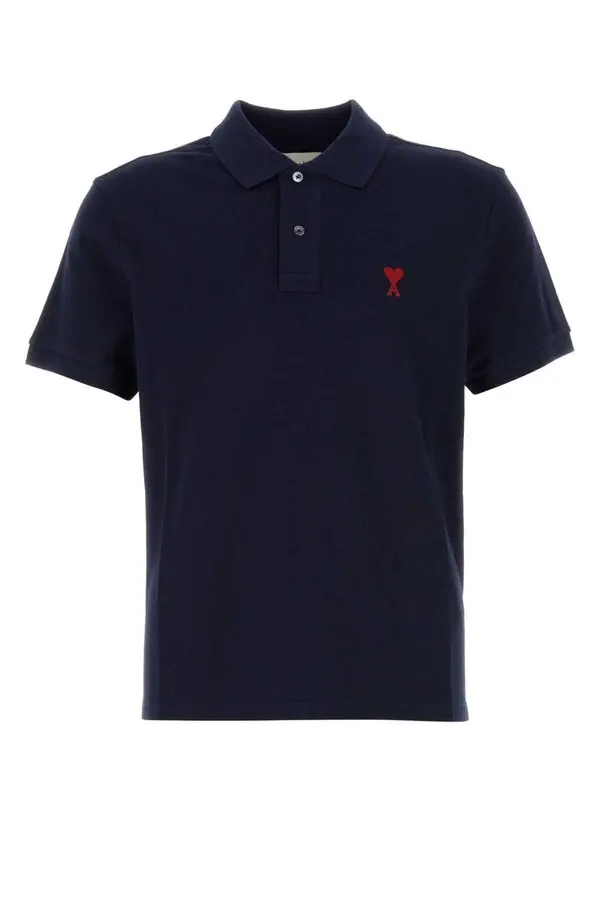 AMI Paris 100% Cotton Piqué Polo Shirt - Blue