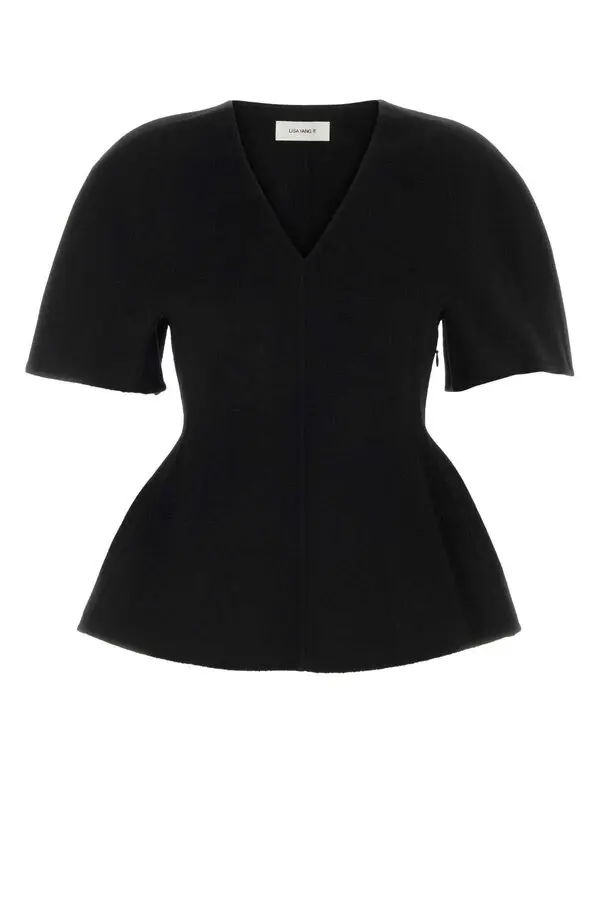 LISA YANG Double-layer V-neck Top In Wool And Cashmere