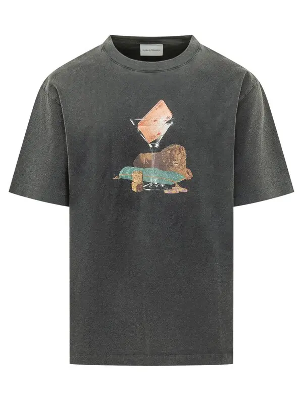 Drole De Monsieur Glass Lion Graphic T-shirt - Black