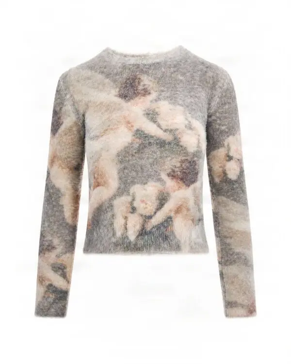 Fiorucci Fuzzy Floral Crewneck Sweater