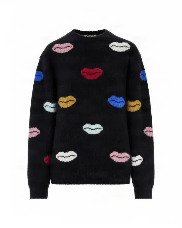 Fiorucci Allover Lip Print Crewneck Sweater