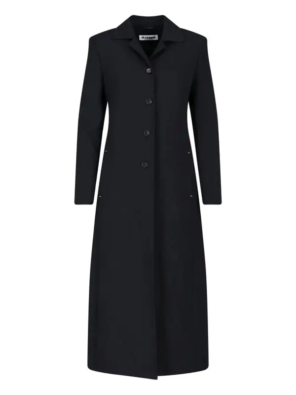 JIL SANDER Long Tailored Single-breasted Coat - Black