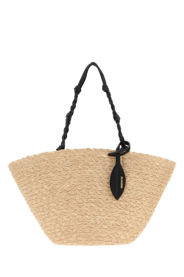 JIL SANDER Raffia Tangle Mini Bucket Handbag - Beige O Tan