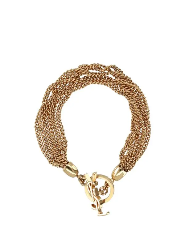 Saint Laurent Cassandre Mini Brass Bracelet - Gold