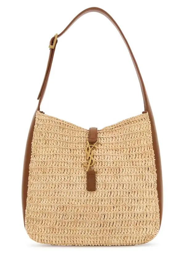 Saint Laurent Raffia Mini Le 5 À 7 Shoulder Handbag - Beige O Tan