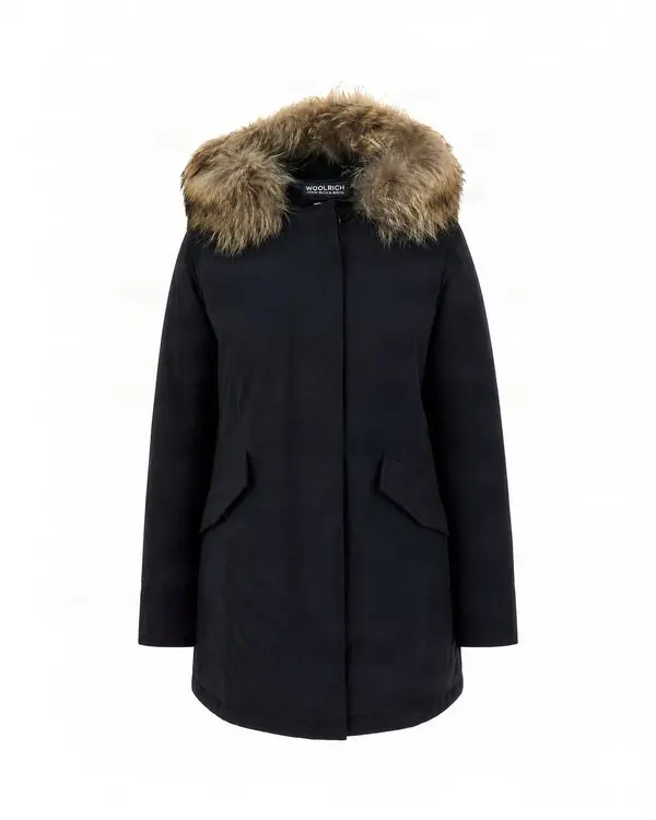 Woolrich Fur-trim Hooded Parka Coat - Dark Navy
