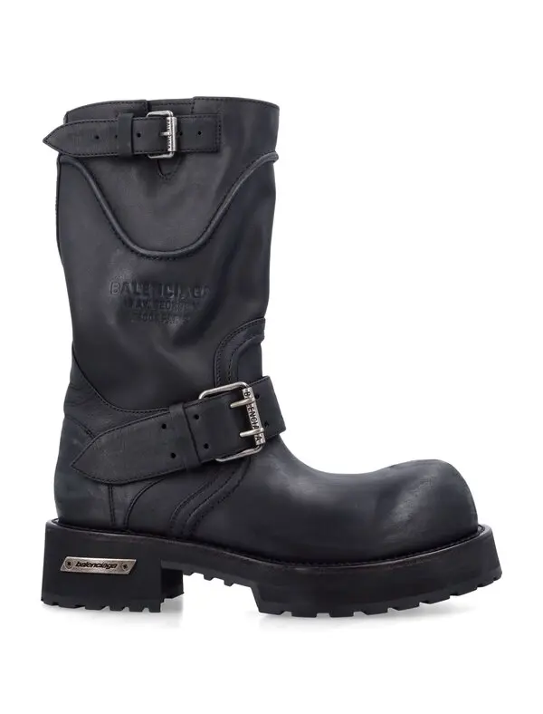 Balenciaga Leather Buckle Combat Boots - Nero