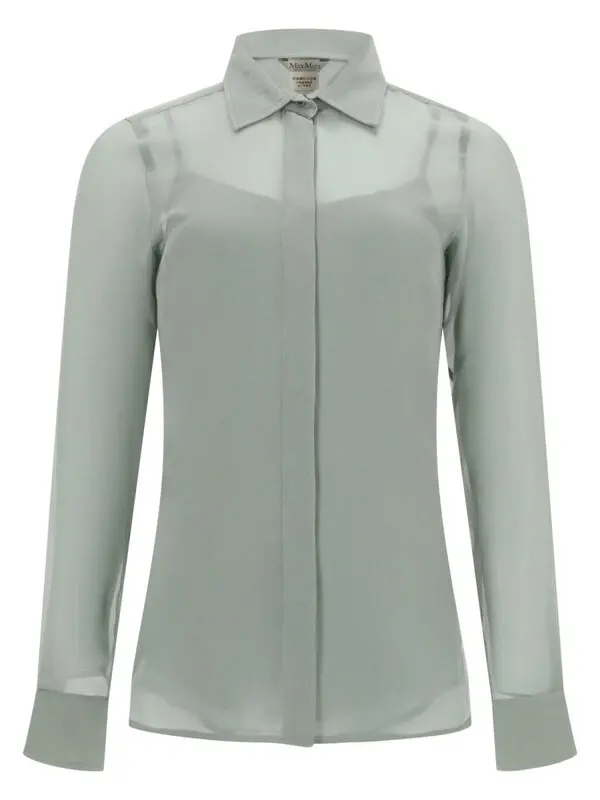 Max Mara Silk Sheer Button-front Shirt - Green
