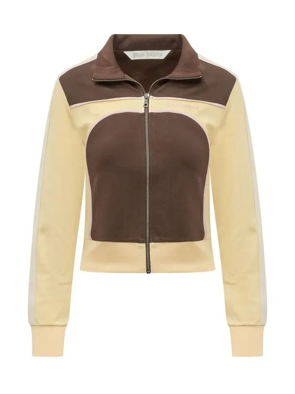 Palm Angels Contrasting Panel Track Jacket - Brown-light Yellow