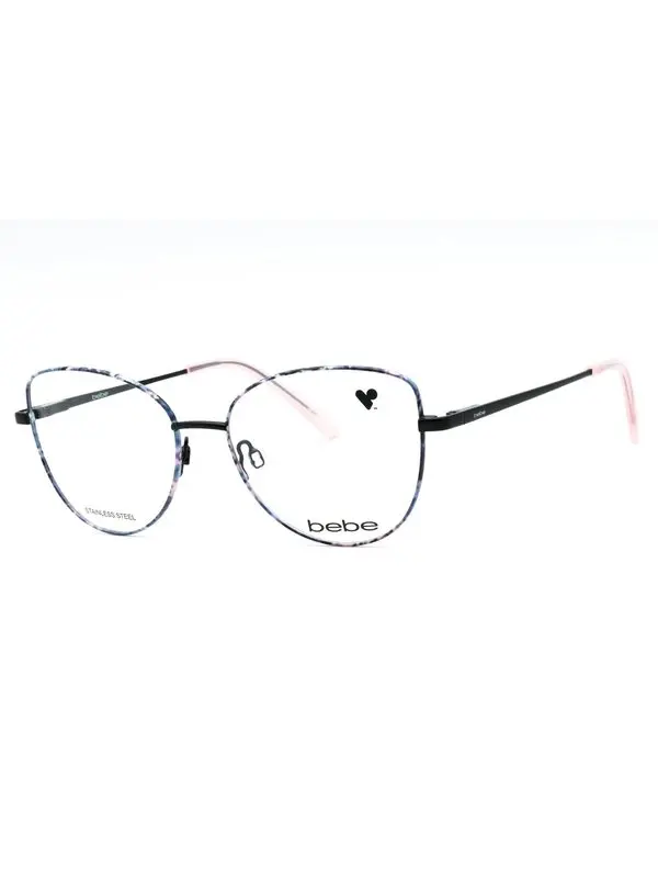Bebe Cat Eye Eyeglasses With Metal Frame - Jet Floral/clear Demo Lens