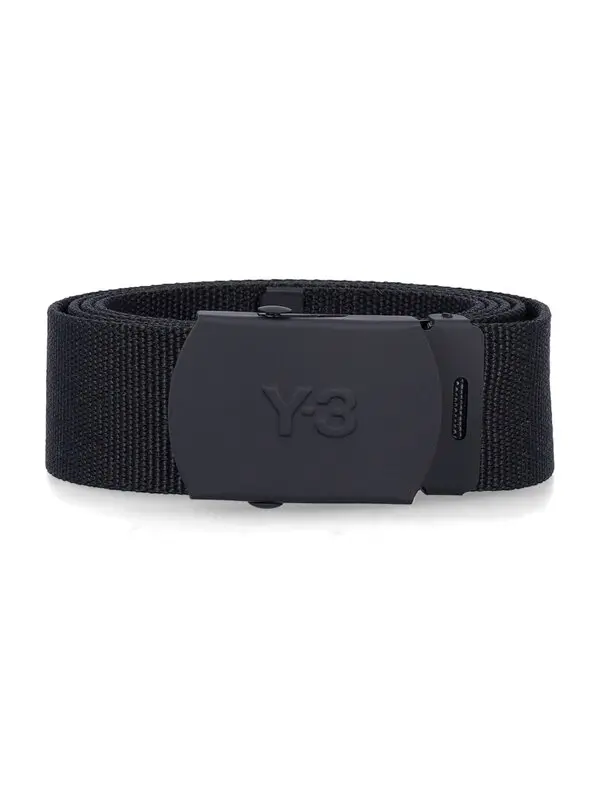 Y3 Logo Buckle Web Belt - Nero