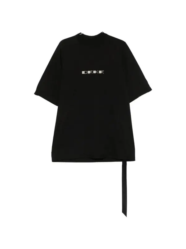 Rick Owens Jumbo Cotton T-shirt With Ribbed Crew Neck And Graphic Print - Nero