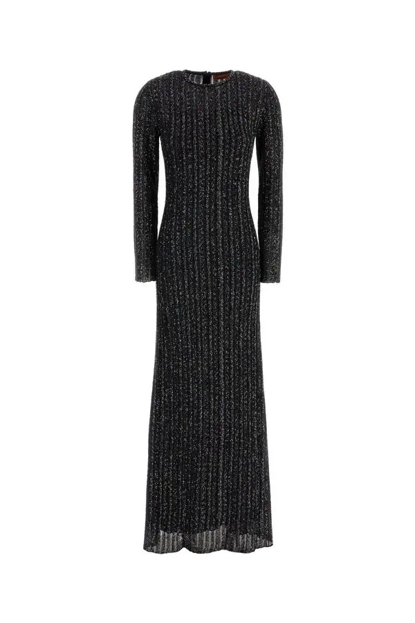 Missoni Embroidered Stretch Knit Long Dress - Stripped