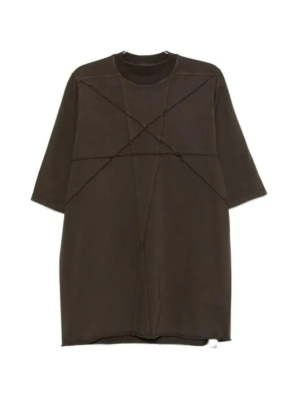 Rick Owens Cotton Crew Neck Tee With Three-quarter Sleeves And Oversized Fit - Grigio