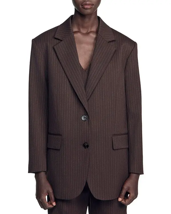 Sandro Amanda Tailored Pinstripe Suit Jacket