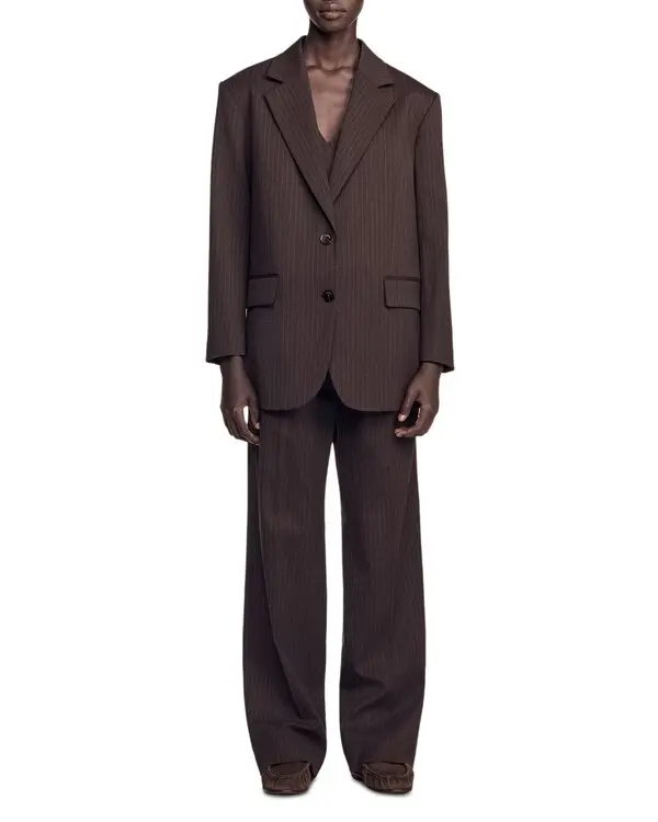 Sandro Amanda Tailored Pinstripe Suit Jacket