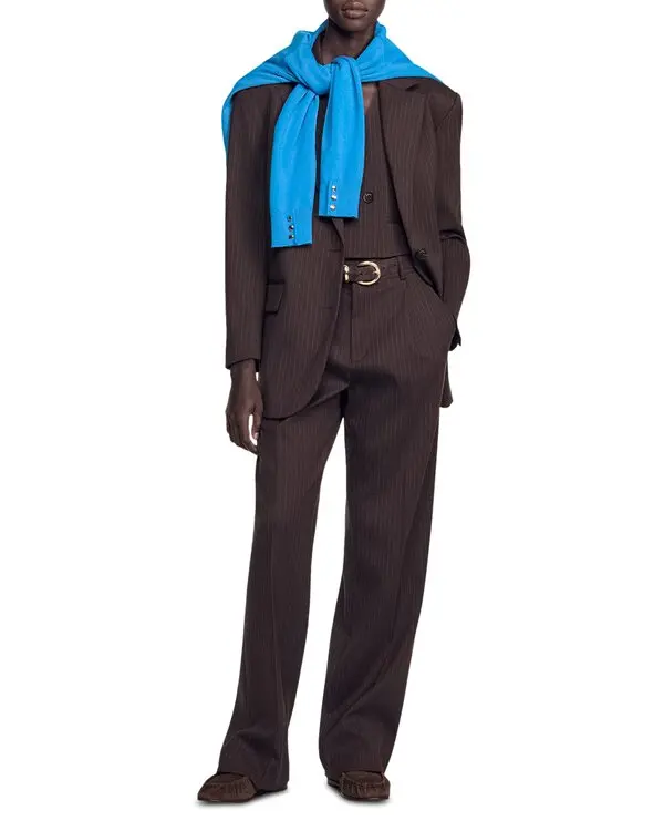 Sandro Amanda Tailored Pinstripe Suit Jacket