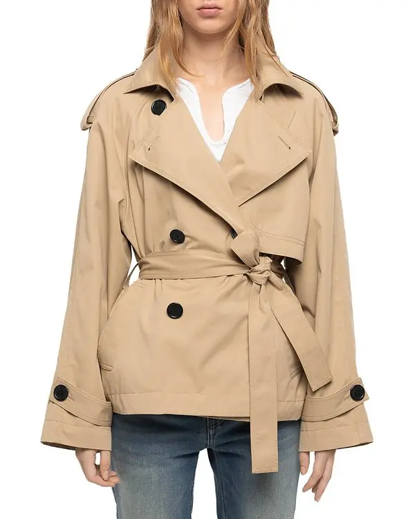 Zadig&Voltaire Kivana Cotton Belted Trench Jacket - Latte