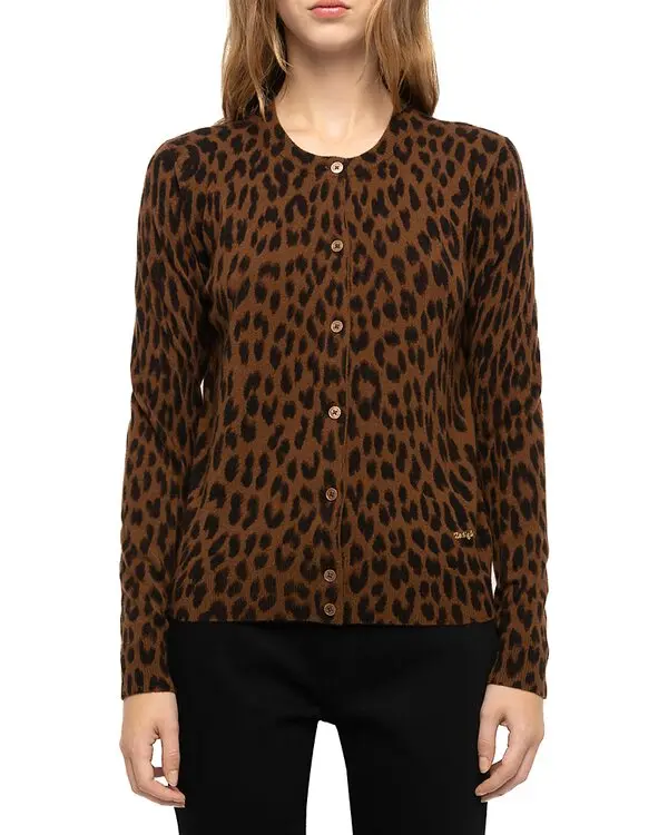 Zadig&Voltaire Missya Wool & Cashmere Printed Cardigan - Caramel