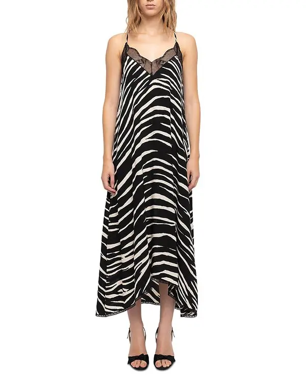 Zadig&Voltaire Risty Lace Trim Printed Dress - Black