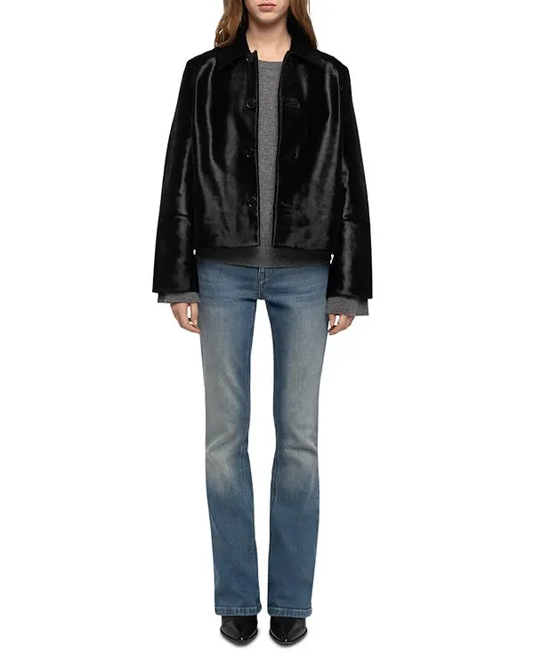 Zadig&Voltaire Lessa Pony Effect Leather Jacket - Black