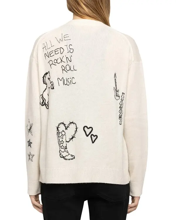 Zadig&Voltaire Mirkaz Cashmere Cardigan With Embroidered Graphics