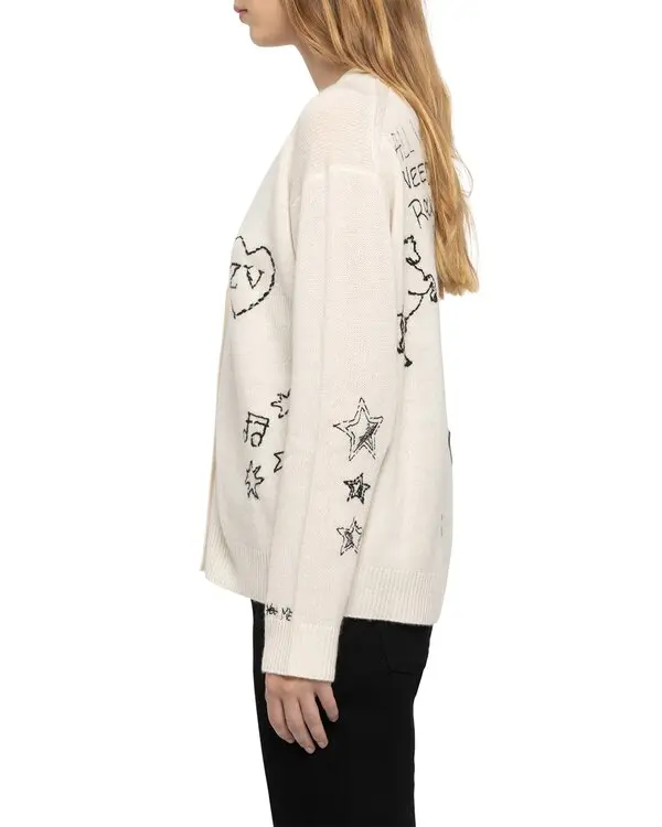 Zadig&Voltaire Mirkaz Cashmere Cardigan With Embroidered Graphics