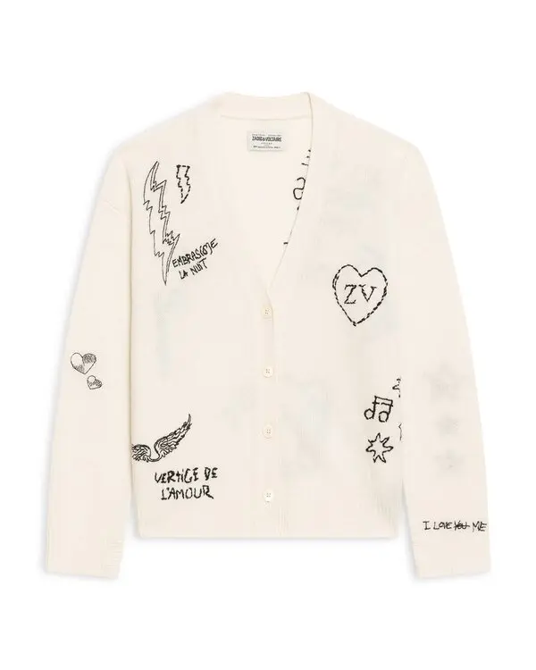Zadig&Voltaire Mirkaz Cashmere Cardigan With Embroidered Graphics