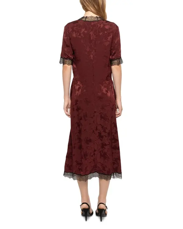 Zadig&Voltaire Redoxal Silk Lace Trim Midi Dress