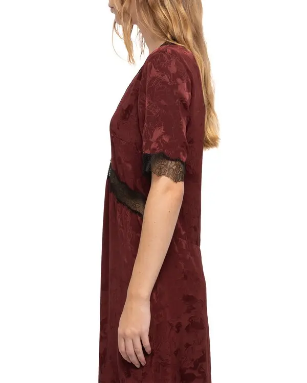 Zadig&Voltaire Redoxal Silk Lace Trim Midi Dress