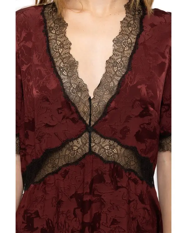Zadig&Voltaire Redoxal Silk Lace Trim Midi Dress