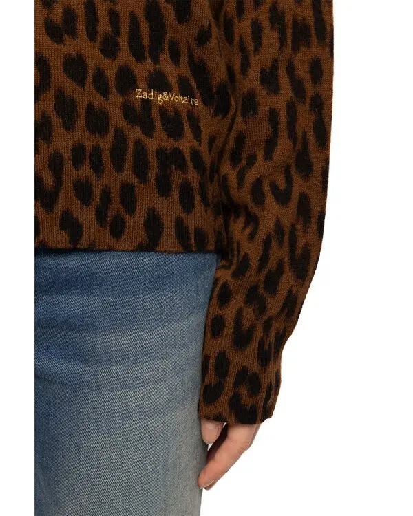 Zadig&Voltaire Soulo Leopard Print Wool & Cashmere Sweater