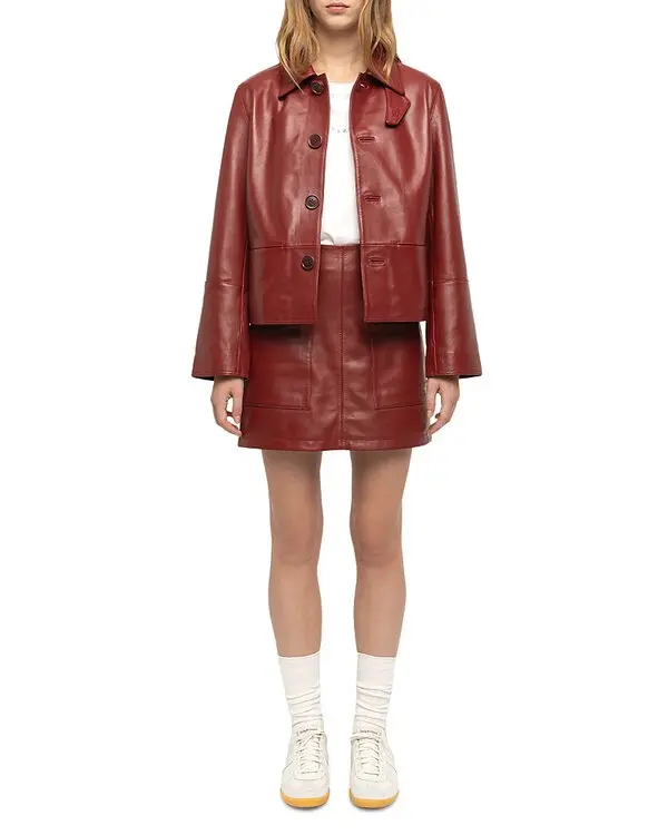 Zadig&Voltaire Lessa Leather Jacket - Cherry